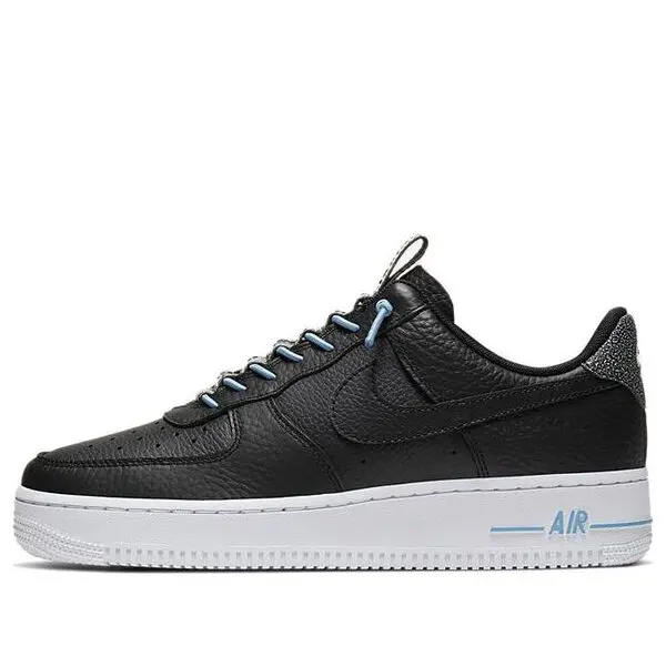 Nike Force 1 '07 Lux Black Reflective Sneakers - Black/light Blue