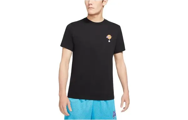 Nike X Space Jam Crossover Back Cartoon Pattern Printing Round Neck Short Sleeve Black T-shirt