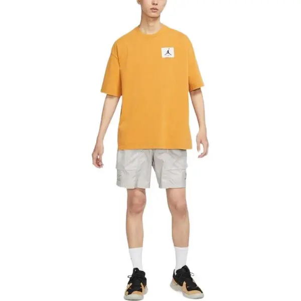 JORDAN Fw22 Logo Label Loose Round Neck Short Sleeve Yellow T-shirt - Default Color