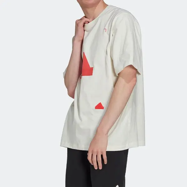 Adidas Ss22 Geometry Pattern Printing Casual Short Sleeve Jade White T-shirt - Multi-color