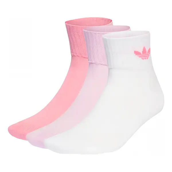 Adidas Mid-cut Crew Socks Set Of 3 - White/orchid Fusion/bliss Pink