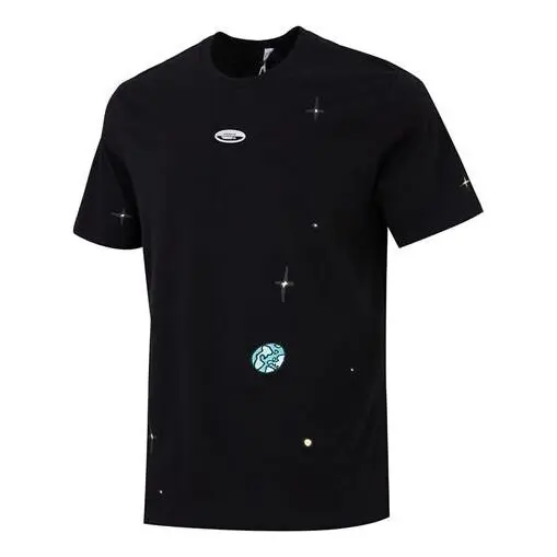 Adidas Originals Offset Printing Logo Earth Star Athleisure Casual Sports Round Neck Short Sleeve Black T-shirt - Default Color
