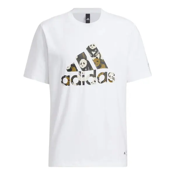 Adidas Solid Color Logo Athleisure Casual Sports Short Sleeve White - Multi-color