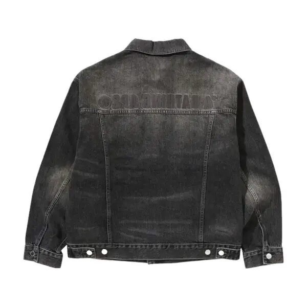 A BATHING APE Distressed Denim Trucker Jacket - Black