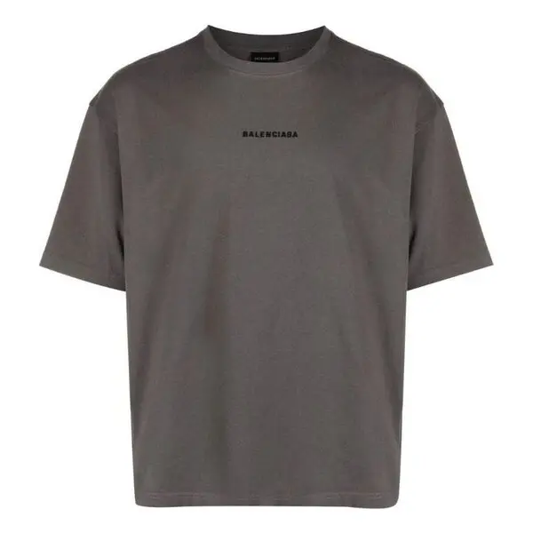 Balenciaga Embroidered-logo Cotton T-shirt - Grey