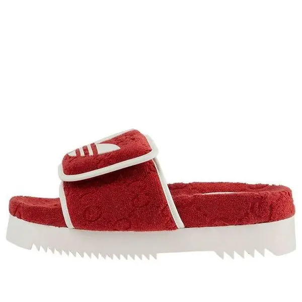 Gucci X Adidas Gg Platform Sandal In Cotton Sponge - Red