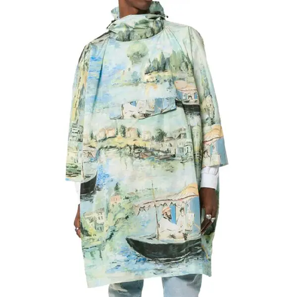 Off-White Painting Pattern Hooded Nylon Pullover Windbreaker