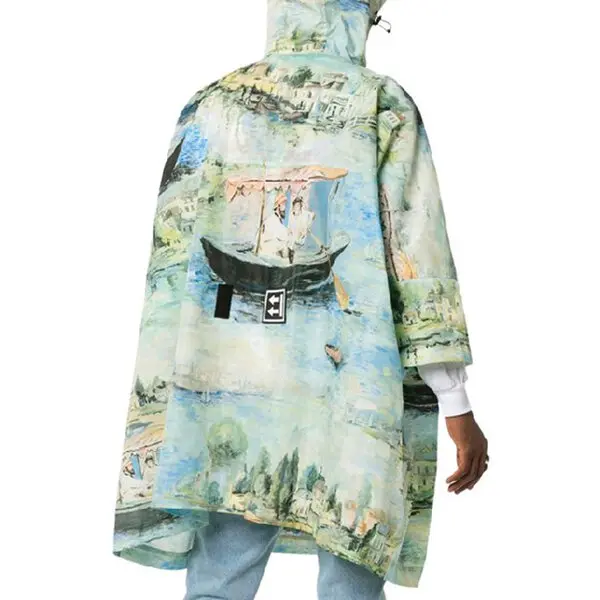 Off-White Painting Pattern Hooded Nylon Pullover Windbreaker