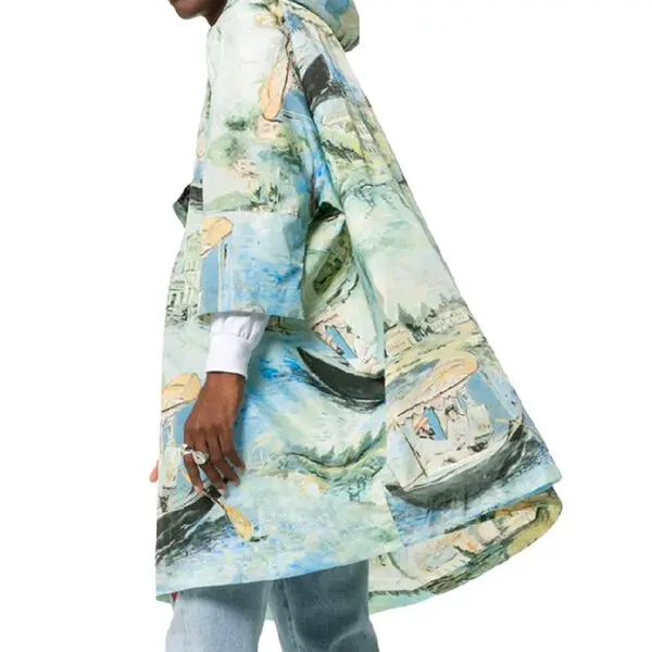 Off-White Painting Pattern Hooded Nylon Pullover Windbreaker