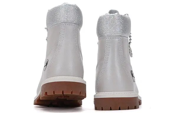 Timberland Heritage Inch Waterproof Boots 'light Grey Full Grain With Silver Collar
