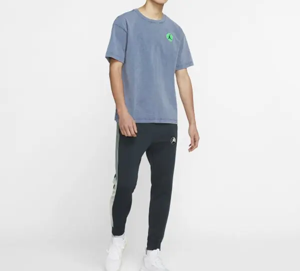JORDAN Legacy Aj13 Embroidered Pattern Short Sleeve Blue