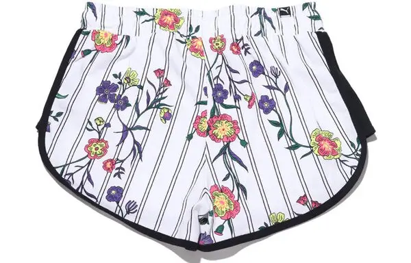 PUMA Floral Striped Knit Shorts - White