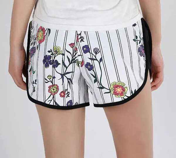 PUMA Floral Striped Knit Shorts - White