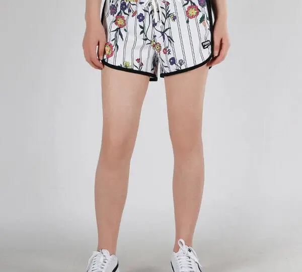PUMA Floral Striped Knit Shorts - White