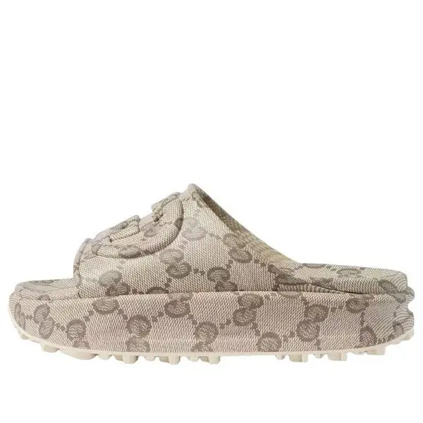 Gucci Gg Slide Sandal - Beige/ebony