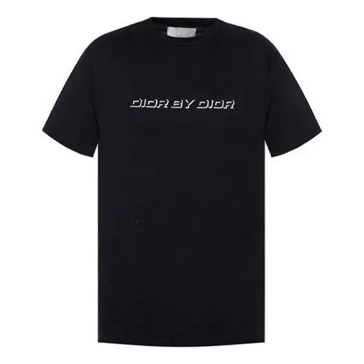 Dior Embroidered Logo Printing Short Sleeve - Black
