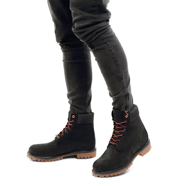 Timberland 6 Inch Premium Wide-fit Boots - Black/orange