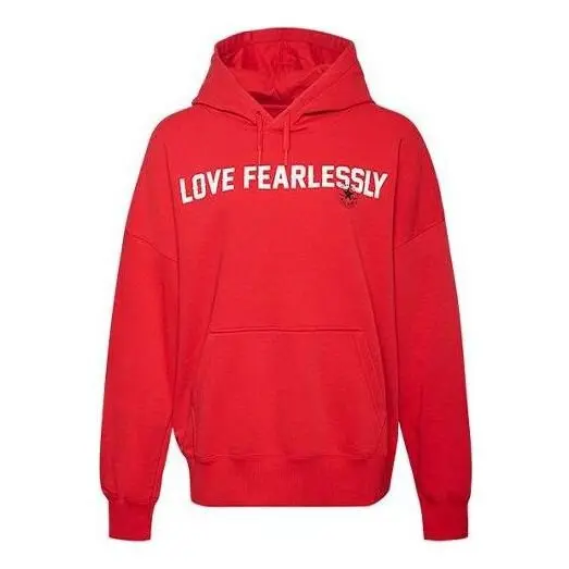 CONVERSE Love The Progress" Oversized Pullover Hoodie - Red