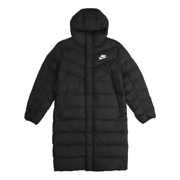Nike Windrunner Down Fill Long Hooded Down Jacket - Black