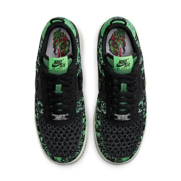 Nike Force 1 Crater Flyknit Next Nature Sneakers - Black/green/white