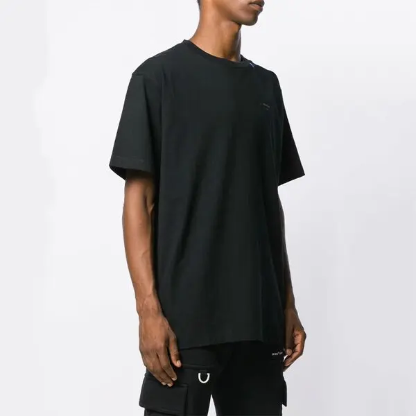 Off-White Unfinished Loose Round Neck Short Sleeve