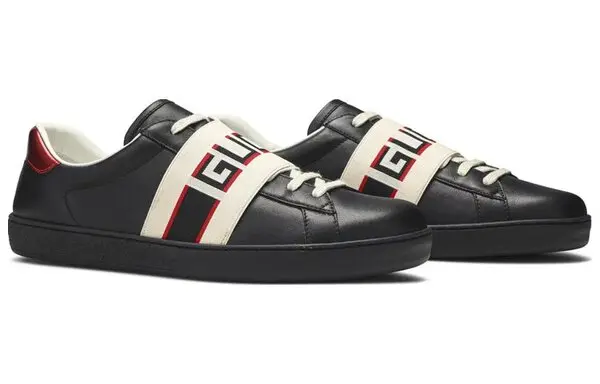 Gucci Ace Stripe Leather Low Top Sneakers