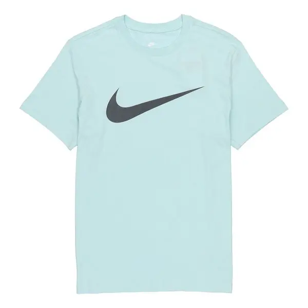 Nike Solid Color Large Logo Printing Round Neck Short Sleeve Light Green T-shirt - Multi-color