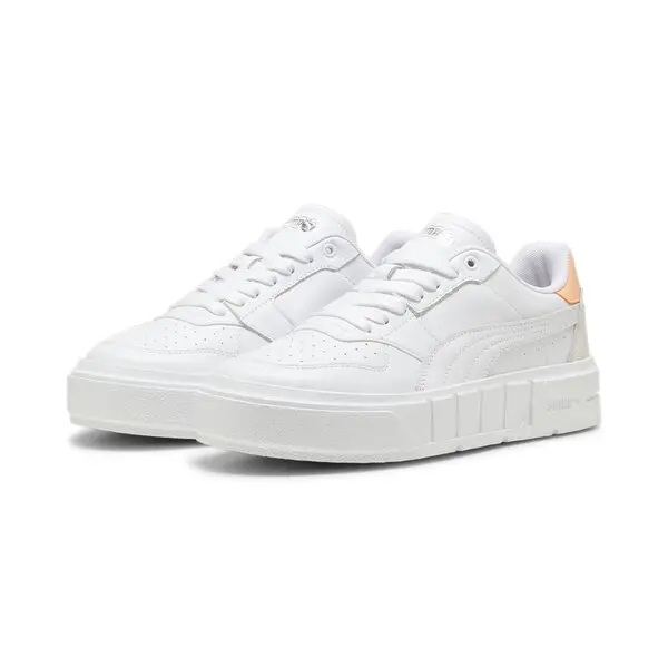 PUMA Cali Court Leather Sneakers - White/peach Fizz