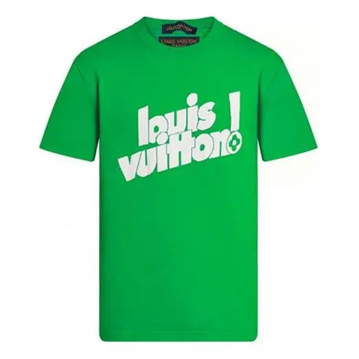 LOUIS VUITTON Round Neck Logo Alphabet Printing Classic Short Sleeve - Green