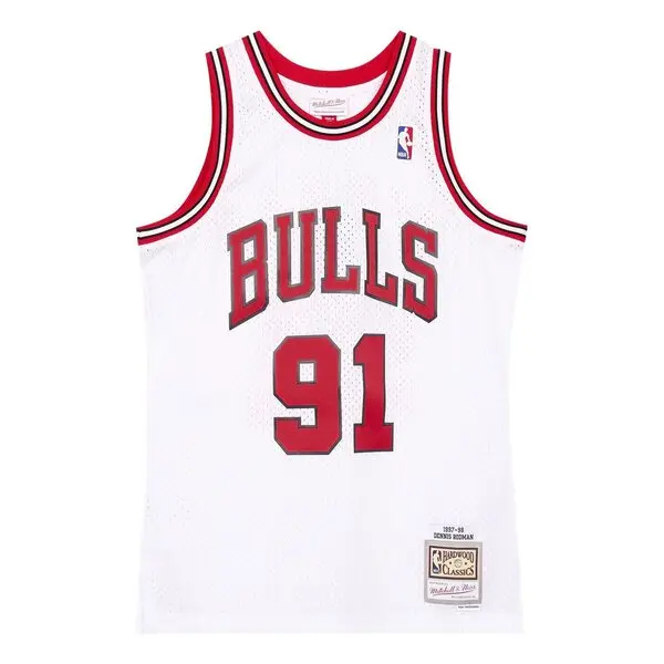 Mitchell & Ness X Nba Chicago Bulls 1997-98 Dennis Rodman 91 Swingman Jersey - White/red