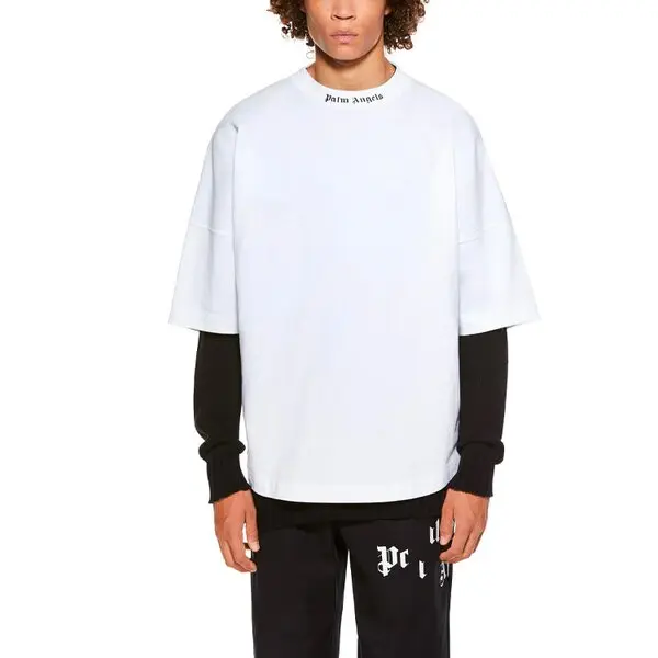 Palm Angels Ss21 Classic Logo Over Tee 'white Black