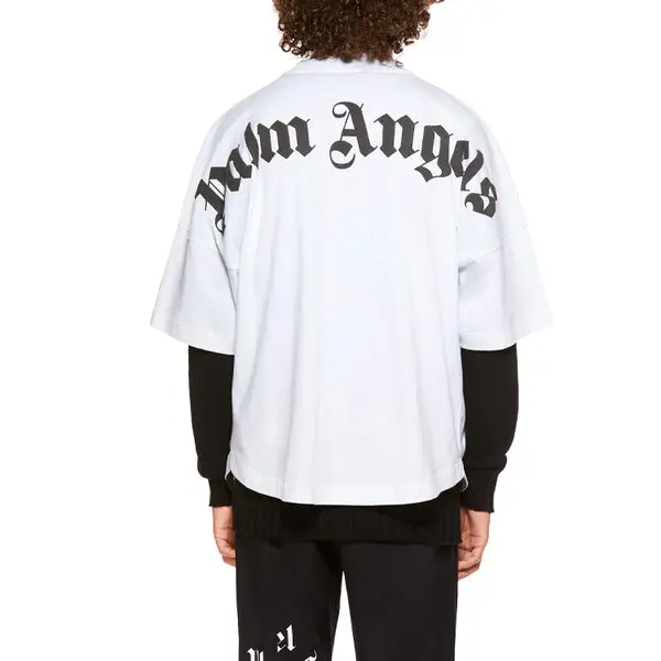 Palm Angels Ss21 Classic Logo Over Tee 'white Black