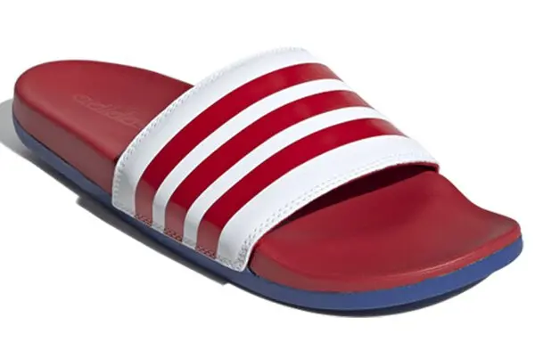 Adidas Adilette Comfort Slides - White/red/blue