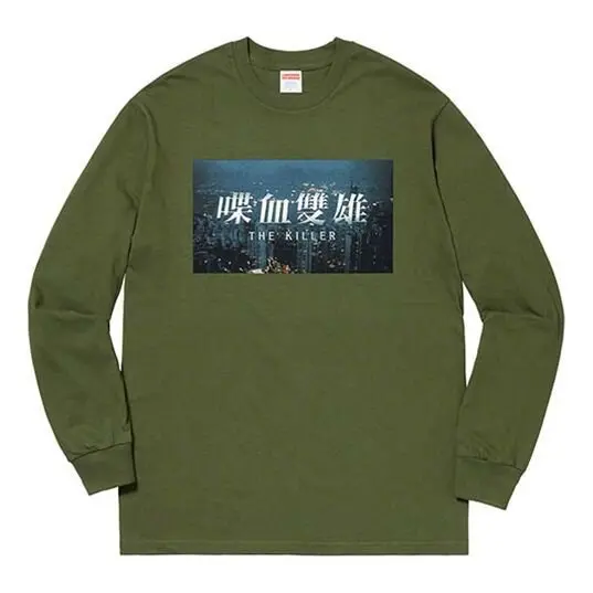 Supreme Fw18 The Killer L/s Tee Olive Bloody Twins Chow Yun Fat Printing Long Sleeves Olive - Green