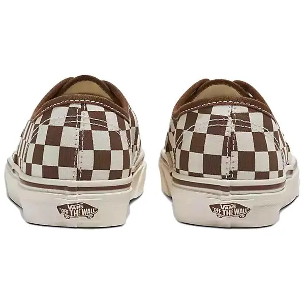 VANS Authentic Checkerboard Lace-up Sneakers - White/brown
