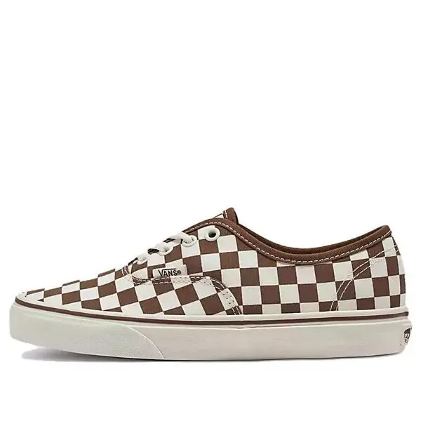 VANS Authentic Checkerboard Lace-up Sneakers - White/brown