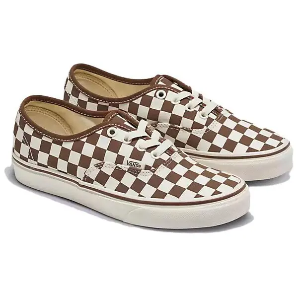 VANS Authentic Checkerboard Lace-up Sneakers - White/brown