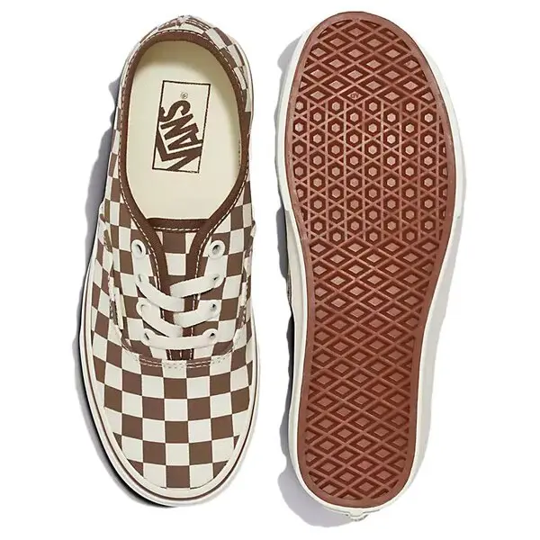 VANS Authentic Checkerboard Lace-up Sneakers - White/brown