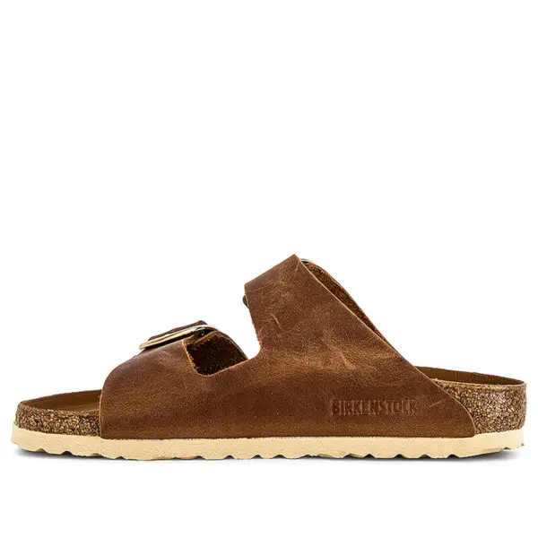 BIRKENSTOCK Arizona Big Buckle Oiled Leather Sandals - Cognac