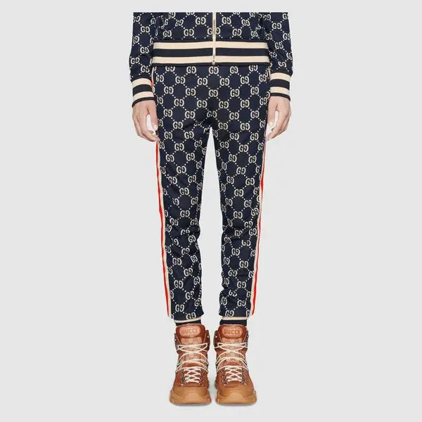 Gucci Gg Jacquard Jogging Trousers For - Blue