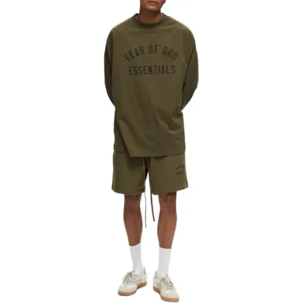 Fear Of God Fleece Soccer Short - Olive Green