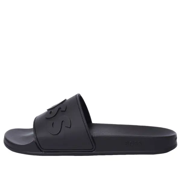 Hugo Boss Raised Logo Slides - Black