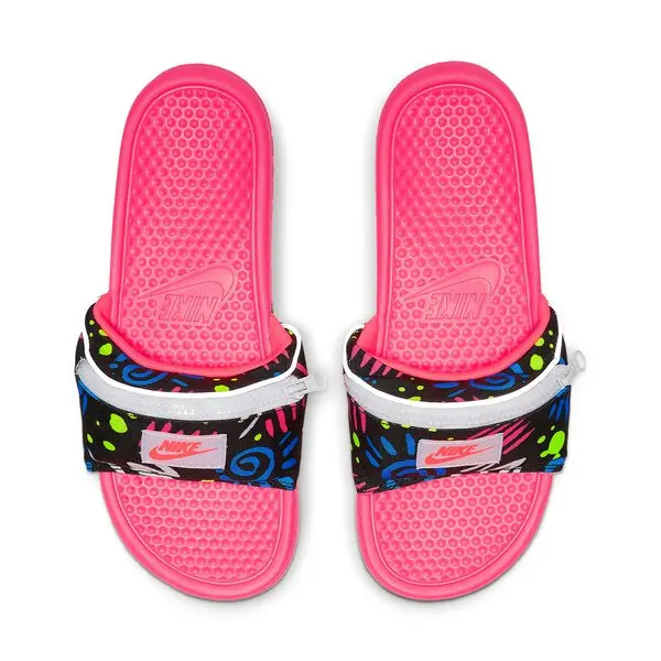 Nike Benassi Jdi Print Slide With Fanny Pack Detail - Pink/black