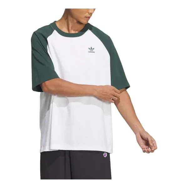 Adidas Adicolor Raglan T-shirt Asia Sizing 'white Green - White/green