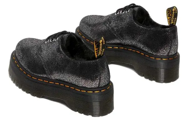 Dr. Martens 1461 Faux Fur-lined Metallic Platform Shoes - Black