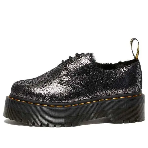 Dr. Martens 1461 Faux Fur-lined Metallic Platform Shoes - Black
