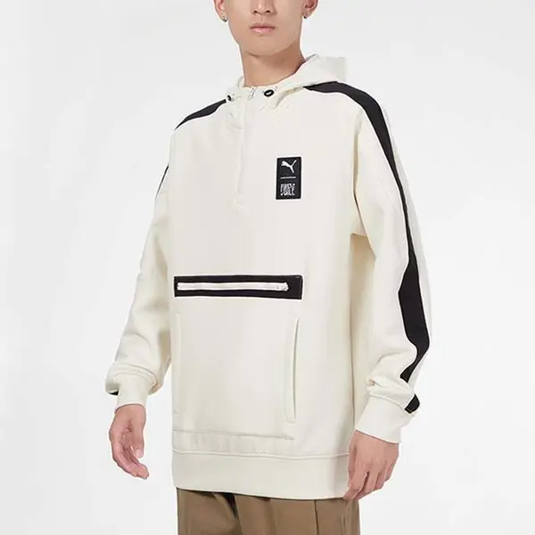 PUMA X Firstmile Crossover Splicing Pocket Sports Training Hoodie - Creamy