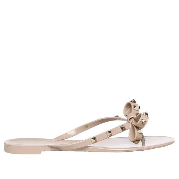 Valentino Garavani Rockstud Thong Sandals - Beige