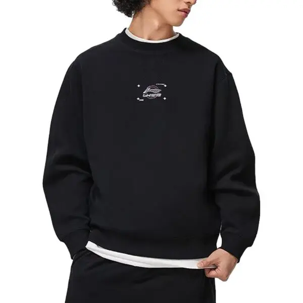 LI-NING Logo Print Classic Pullover - Black/white