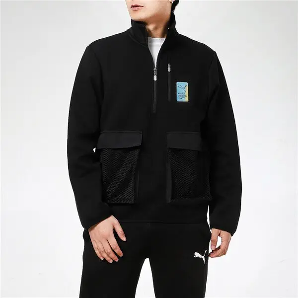 PUMA Zip Up Sports Jacket - Black/yellow